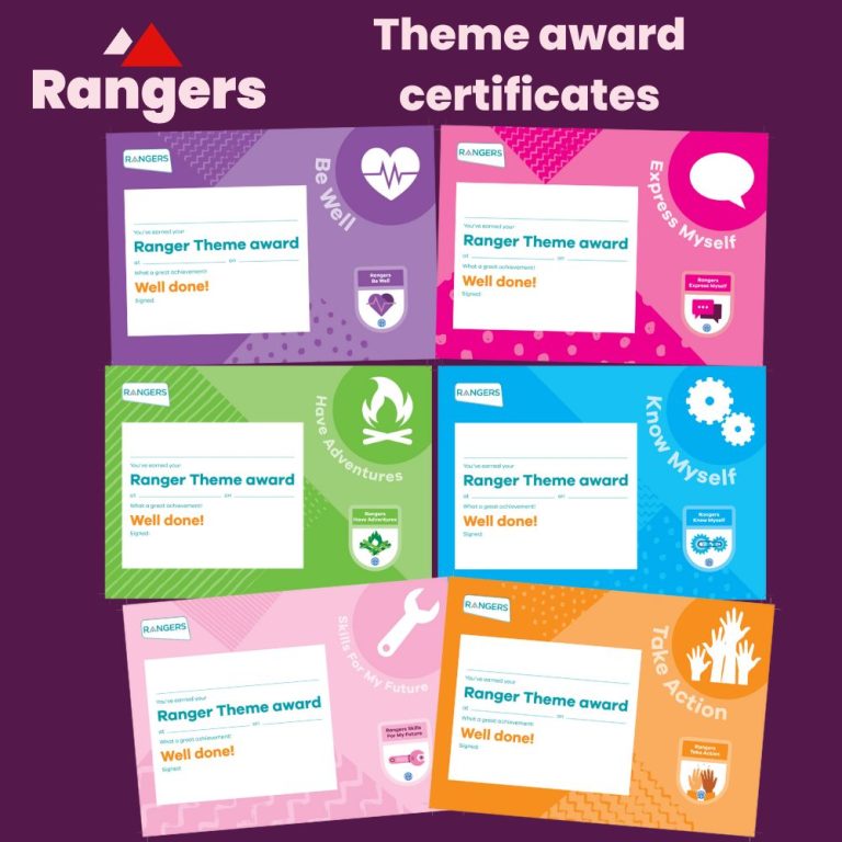 Ranger theme award certificates - Girlguiding Anglia