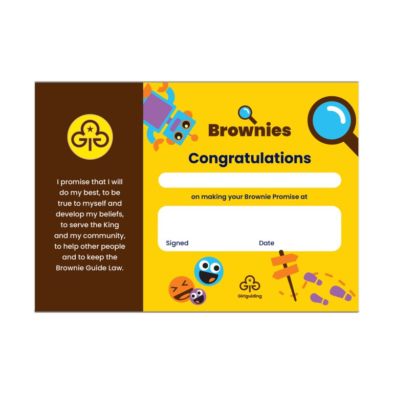 Brownies promise certificate - Girlguiding Anglia