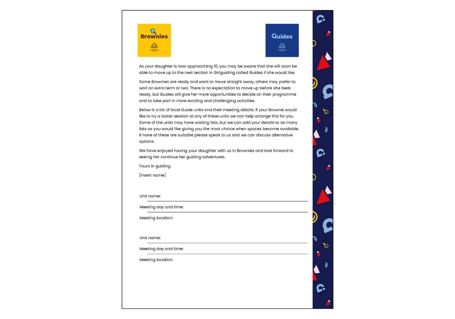 Letter - Brownie to Guide - Girlguiding Anglia