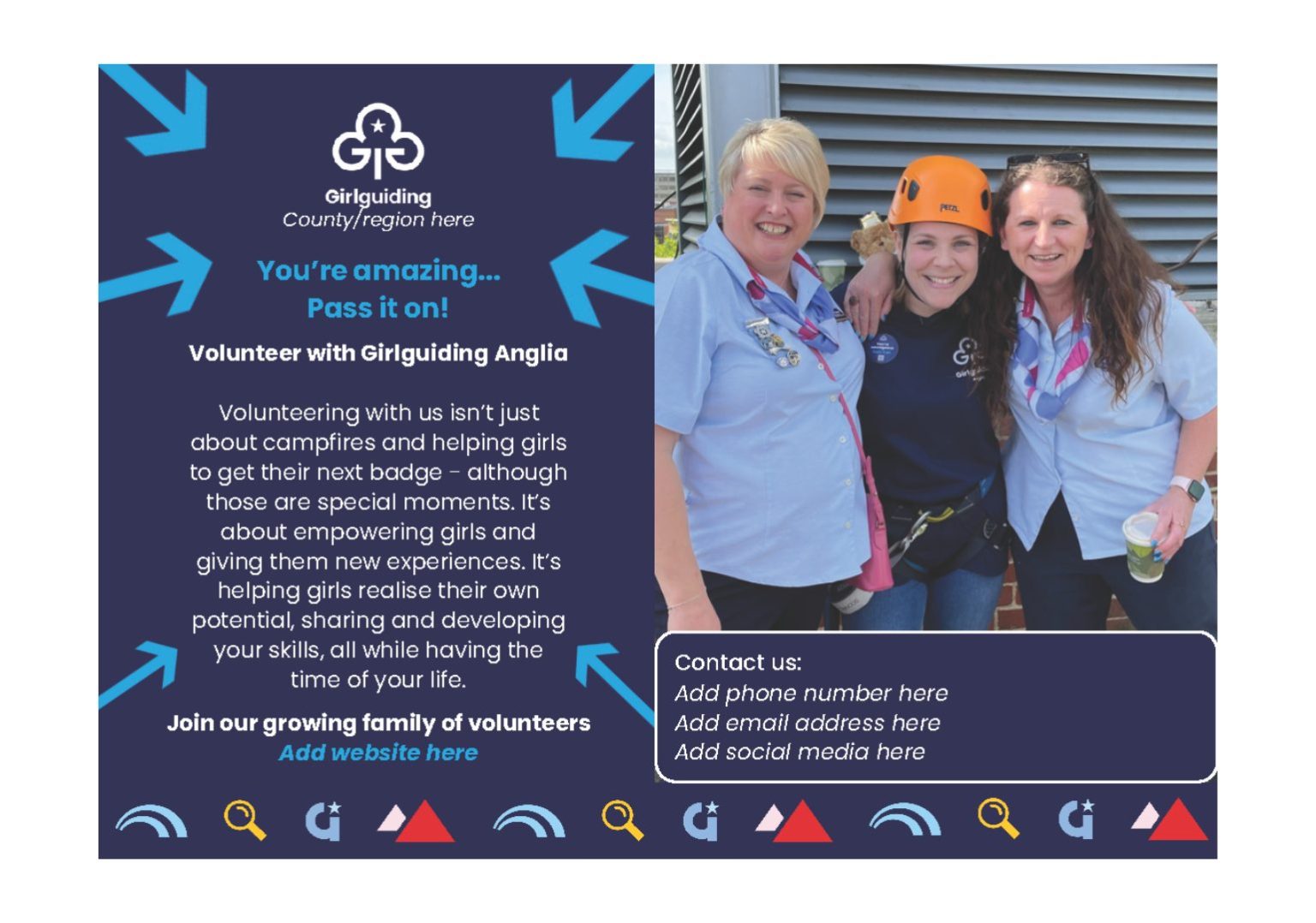 Editable volunteer magazine advert - Girlguiding Anglia